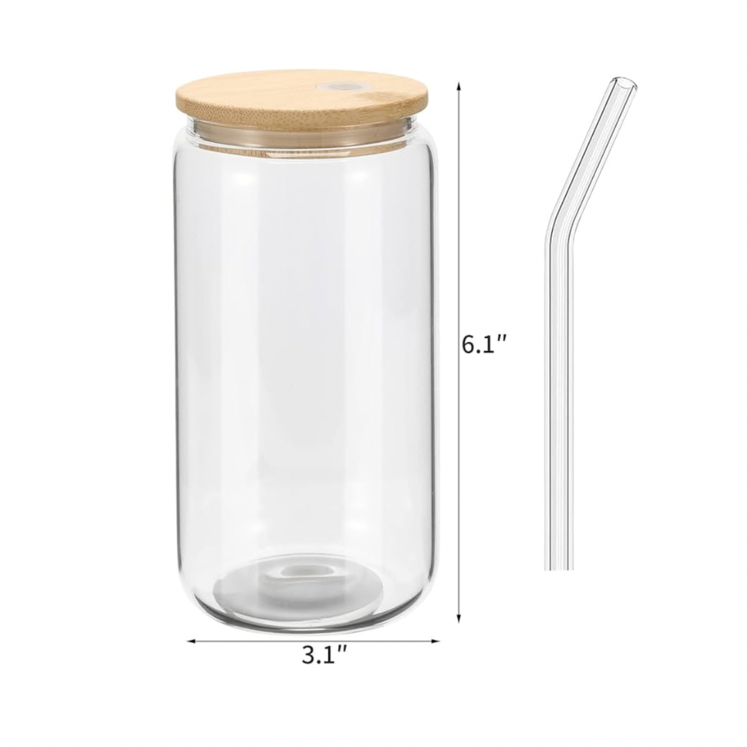 Glass tumbler with Bamboo Lid and Glass Straw – Puppy Paws Coffee & Company